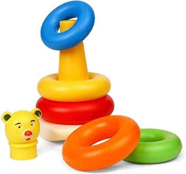 7 Colors Rings Baby Stacked Toy Sunny Music Ccolorful Rainbow Tower ...
