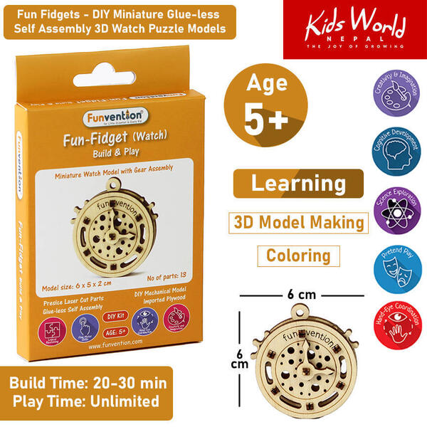Fun Fidgets Assorted Watch, DIY Miniature Glue-less Self Assembly 3D Puzzle Model - Kids World ...
