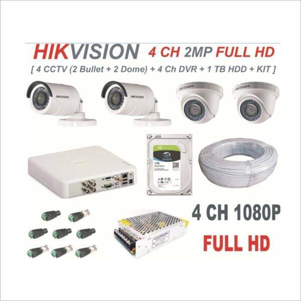 Hikvision 4 Channel HD CCTV Package with DVR,2 TB Seagate Hard Disk ...