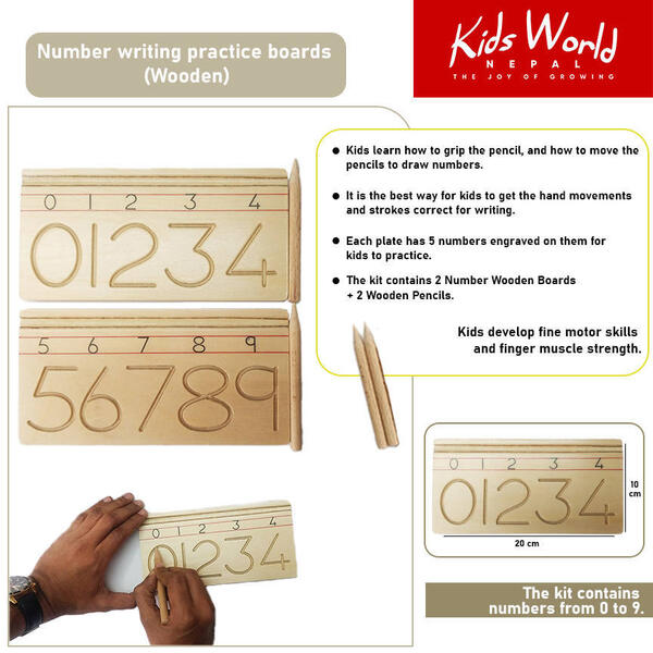 Number writing practice boards (Wooden) - Kids World Nepal | Compare ...