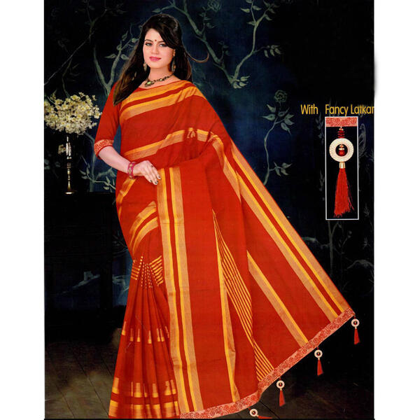 Golden Border Lining Pure Suti Saree For Women | Compare and buy in ...