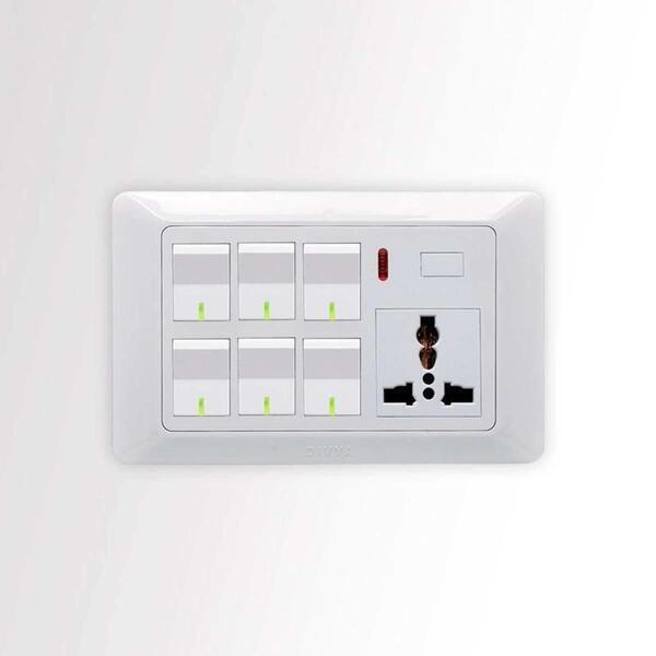 6 Gang Switch With Socket + Indicator Premium Switches | Compare and ...