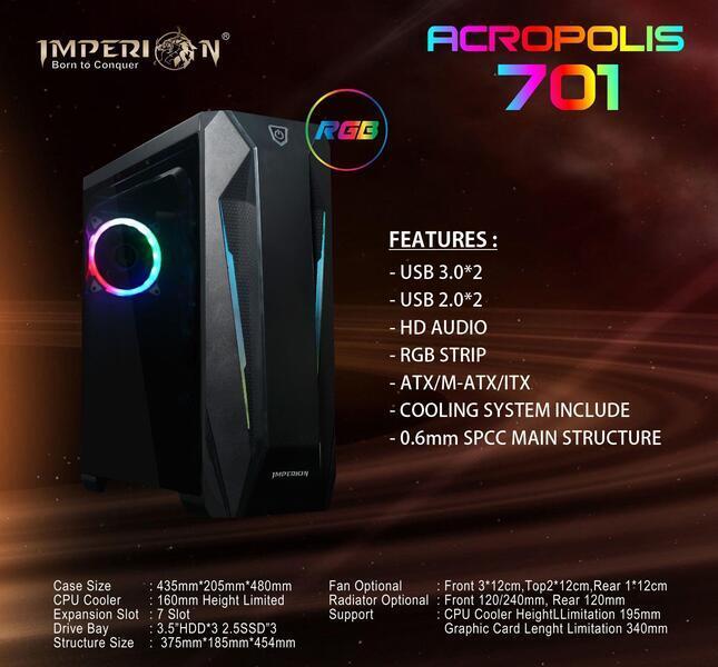 Imperion Gaming PC Case Acropolis 701 With 1 RGB Fan | Compare and buy ...