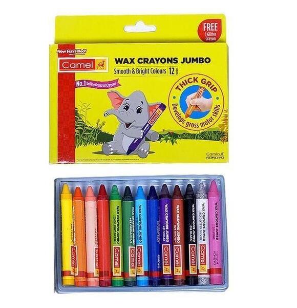 Camel Jumbo Wax Crayons, Smooth And Bright Colors -12 Shades | Compare ...