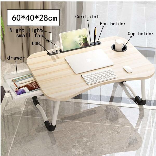 Folding and Portable Laptop Table with Holding Drawer, Cup Holder and a ...