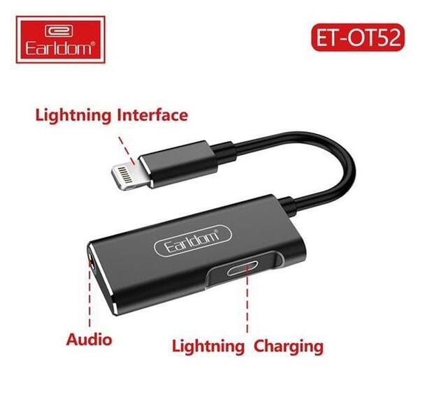 Original Earldom 2in1 Lightning OT52 To Lightning Port + 3.5mm Port ...