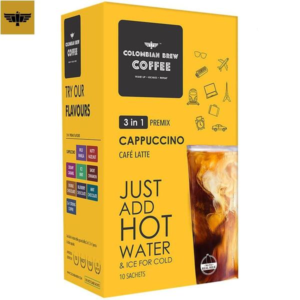 Colombian Brew Coffee Cappuccino Café Latte Coffee Premix (3 in 1), 10 ...