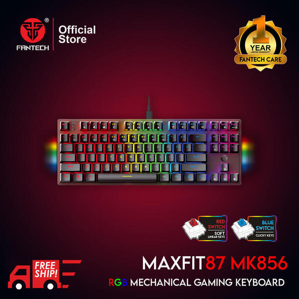 FANTECH MAXFIT87 MK856 RGB Mechanical Keyboard-Black(Red Switch ...