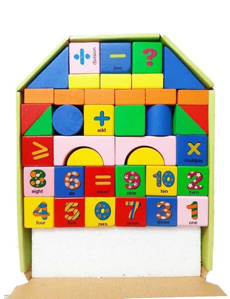 Wooden ABC Stacking Baby Alphabet Letters Counting Building Blocks For ...