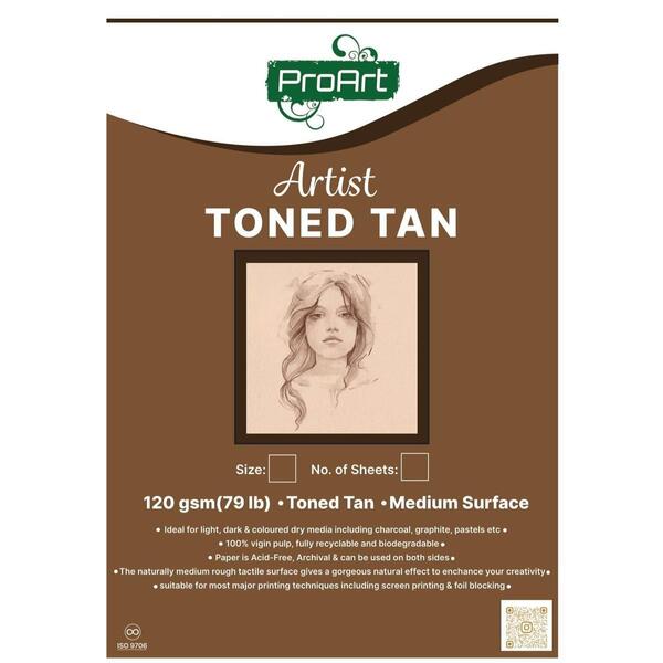 ProArt Artists' Toned Tan Sketch Papers A4, Medium Surface-120 GSM ...