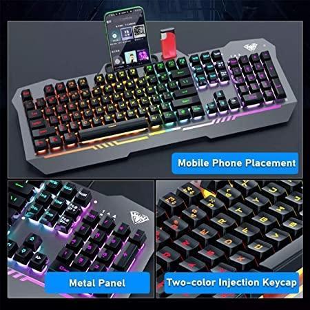 AULA F3010 Wired Gaming Keyboard 26 Keys Anti-ghosting Ergonomic Metal ...