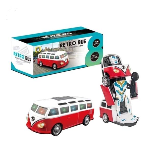 2in1 Transformer Retro Bus Into Robot Police Auto Drive and Turn with ...