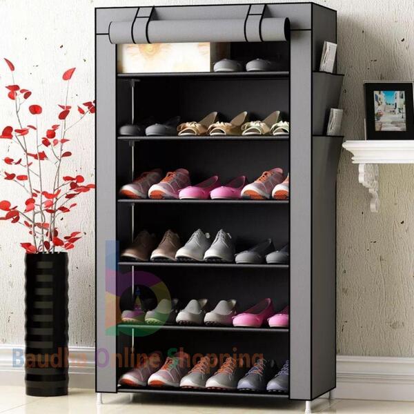Portable Folding And Covering Metal Stand 6 Layer Shoe Rack | Compare ...