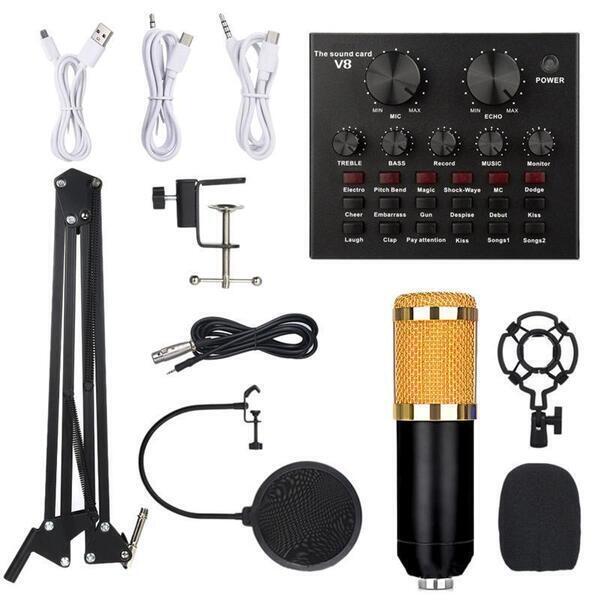 Bm 800 Condenser Microphone With V8 Sound Card and Phantom Power ...