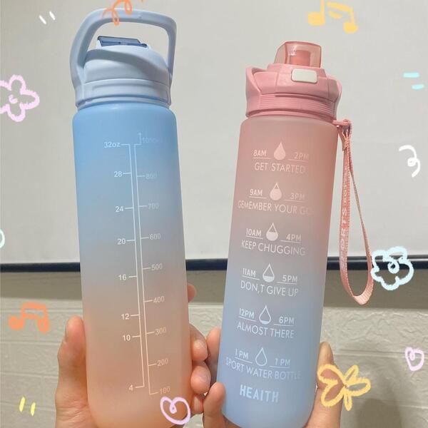 Water Bottle Portable Student Sport Plastic Water Bottle Gradient Color ...