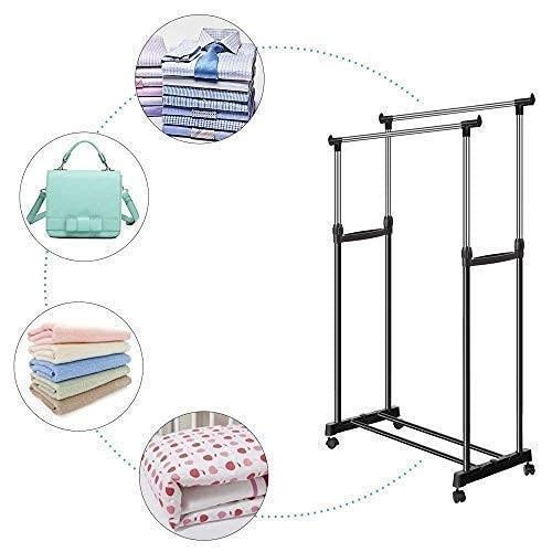 Double Pole Clothes Rack, Foldable Single Clothes and Garment Hanger ...