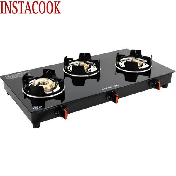 Instacook CROWN 3 Burner Automatic Glass Top Premium Gas Stove ...
