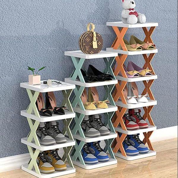 Portable Lightweight Adjustable Plastic 6 Layer Foldable Shoe Rack ...