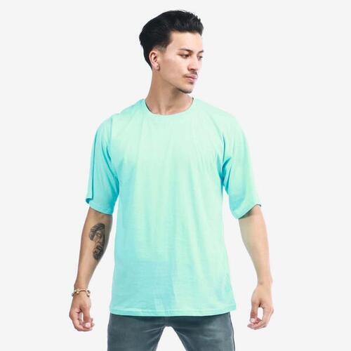 Aqua Blue Color Cotton Round Half Sleeve Plain T-Shirt For Men ...