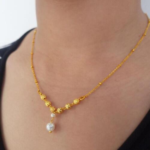 Gold Plated Ball Drop Design With Panchadhatu Chain Necklace For Women ...