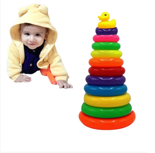Montessori Rainbow 11 Sorting & Stacking Rings Tower | Compare and buy ...