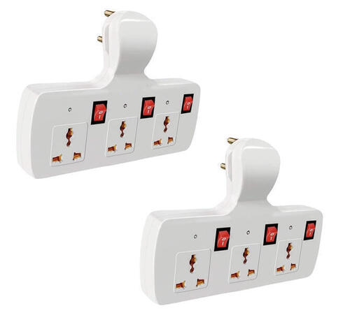Cordless Universal Wall Multiplug With 3 Socket, Individual Switches ...