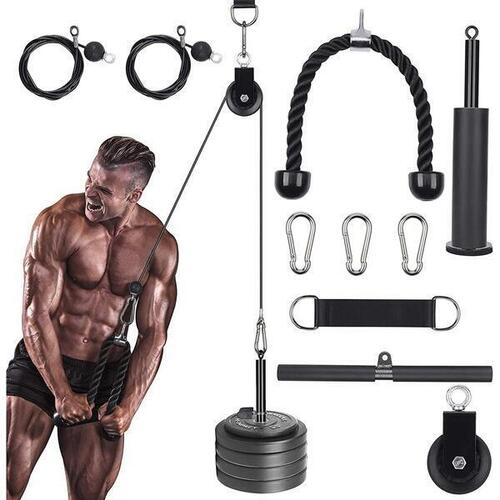 Lat Pull Down Set with Triceps Rope and Pulley - Home Workout Equipment ...