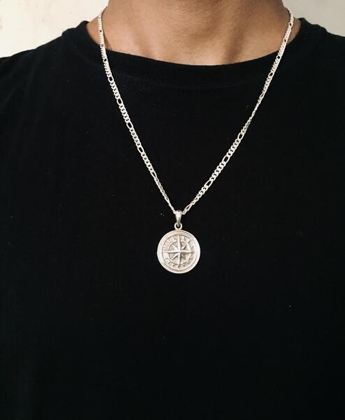 Pure Silver Compass Pandent For Men | Compare and buy in Best Price in ...