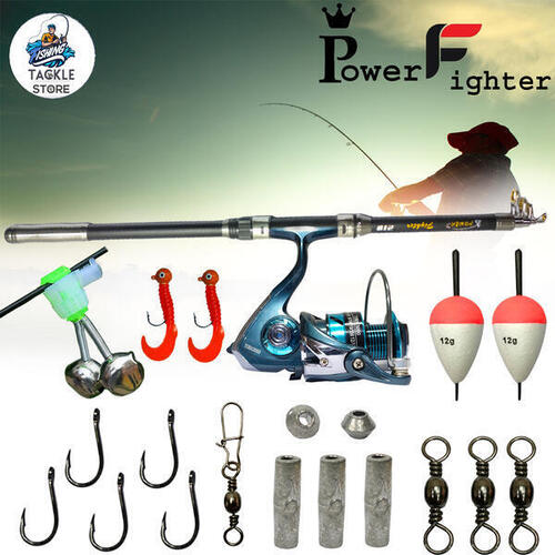 Telescopic Fishing Rod and Reel Combo PowerFighter Rod 6ft Daiwa ...