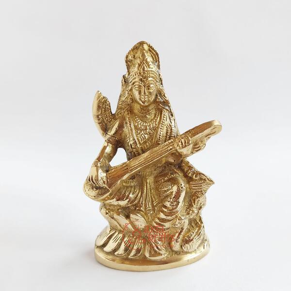 Brass Saraswati Statue 5.5 inch | Big | Idol | Vidhya Devi | Compare ...