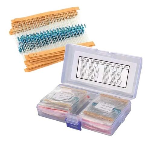 1/4W Resistor Set | 1Ohm to 10MOhm | 30 Types Assorted Resistors with ...